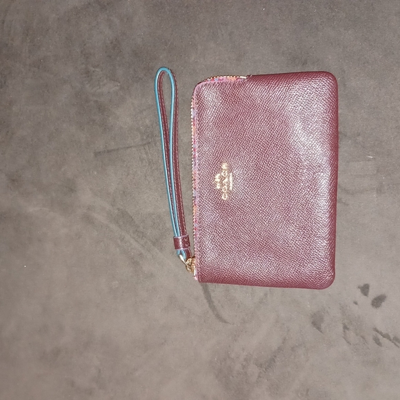 Coach | Bags | Coach Leather Raspberry Wristlet | Poshmark